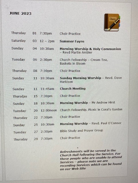 CHURCH DIARY | Iford United Reformed Church